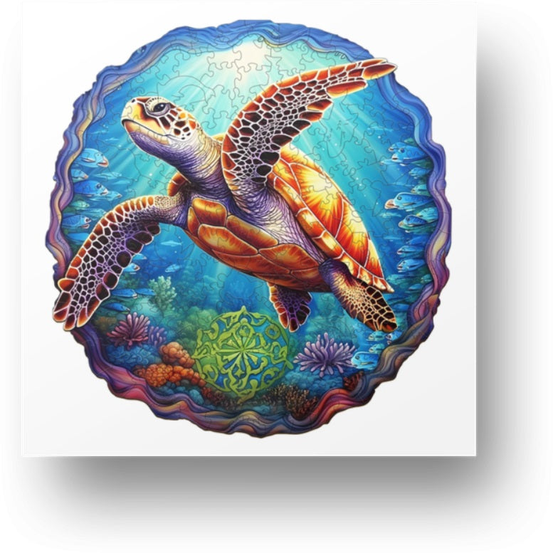 Swimming Turtle - Wooden Jigsaw Puzzle