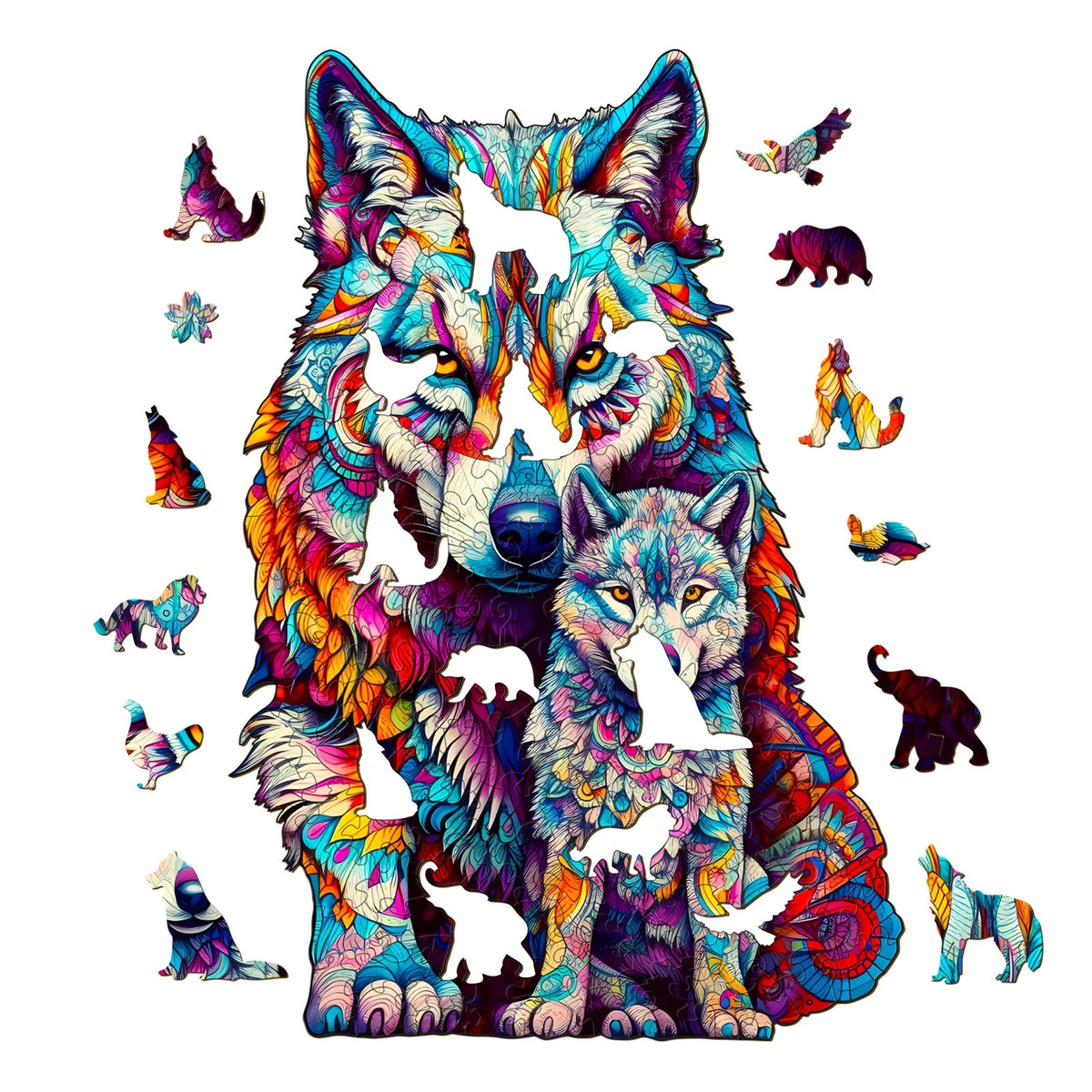 Wolf with Pup - Wooden Jigsaw Puzzle