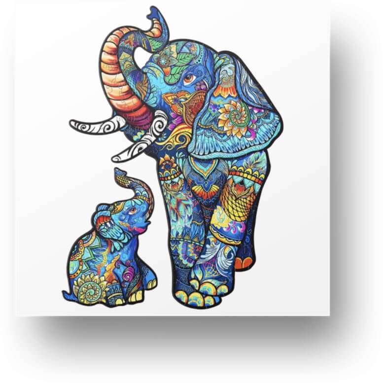 Elephant Family - Animal Wooden Jigsaw Puzzle