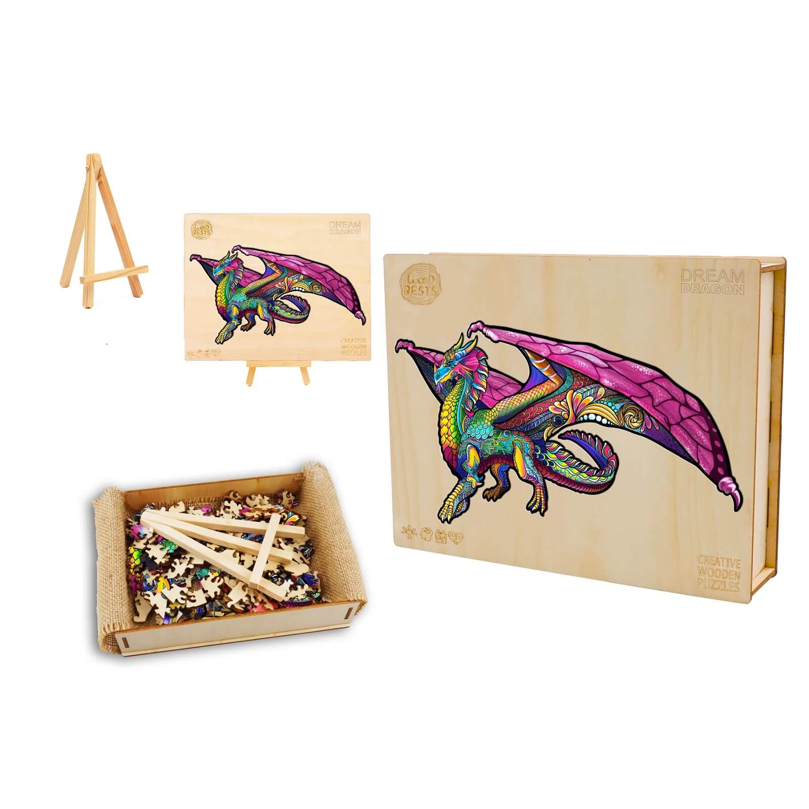 Purple Color Dragon - Wooden Jigsaw Puzzle